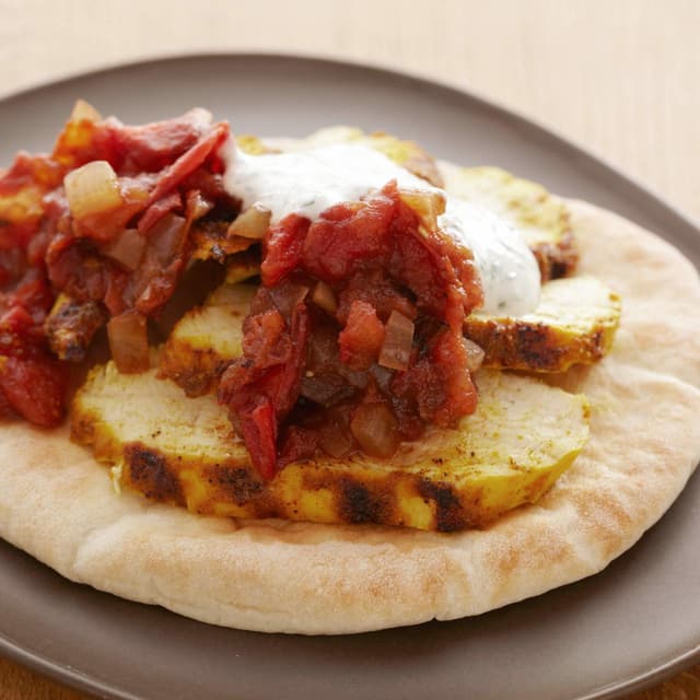 Tandoori Spiced Chicken Breast with Grilled Tomato Jam and Herbed ...
