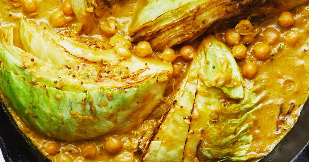 Turmeric and Coconut-Braised Cabbage with Chickpeas | Punchfork
