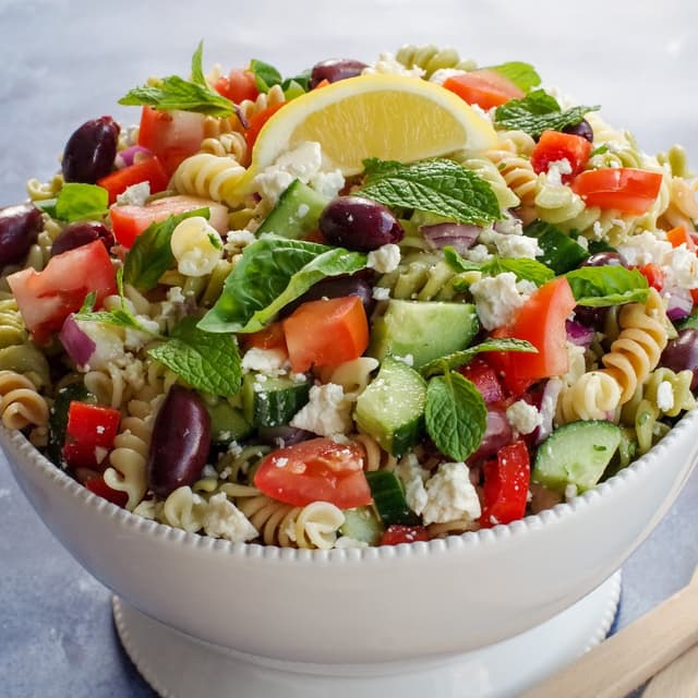 Healthy Greek Pasta Salad (Potluck Salad) | Punchfork