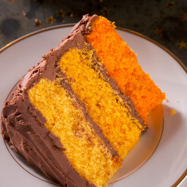 Orange Ombre Birthday Cake with Chocolate Frosting | Punchfork