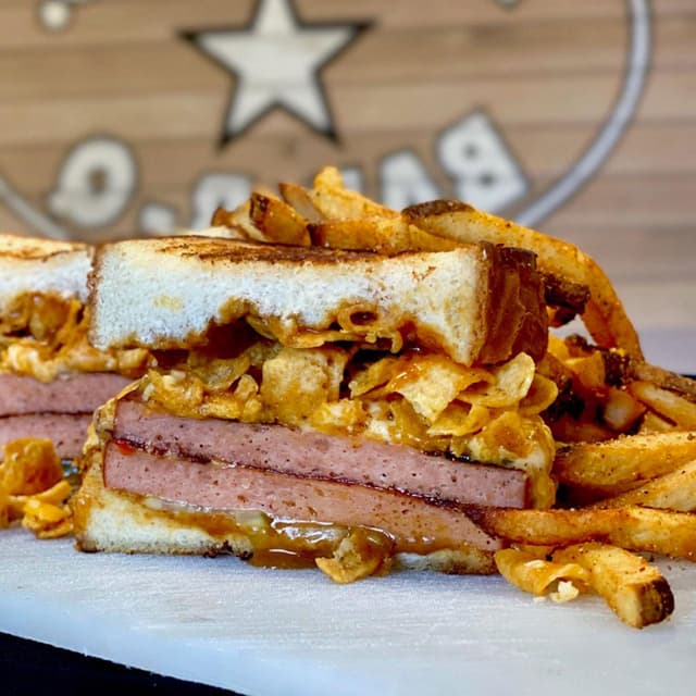 Fox Bros. Bar-B-Q Smoked Bologna and Pimiento Cheese Sandwich Aka "The ...