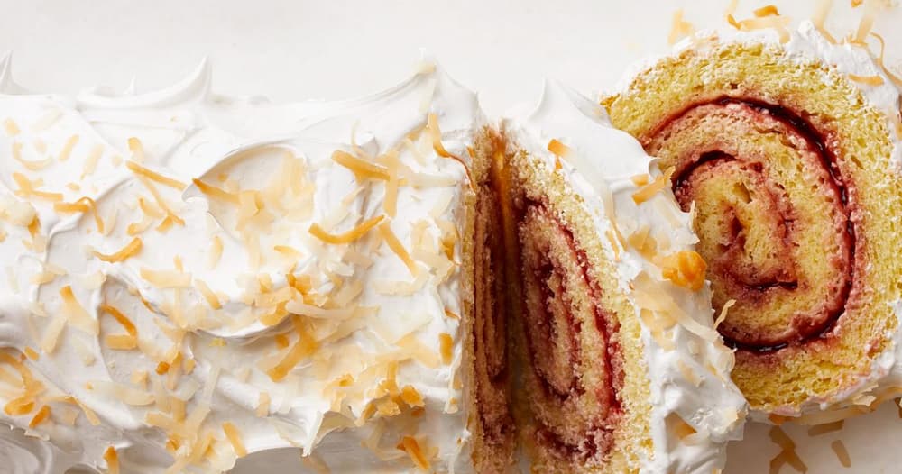 Coconut-Red Currant Cake Roll | Punchfork