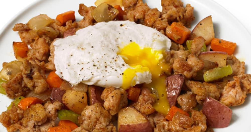 Farmhouse Hash with Pot-Poached Eggs | Punchfork