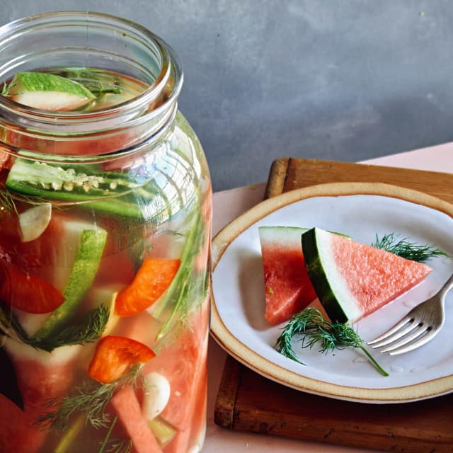 Pickled Watermelon with Peppers and Celery | Punchfork