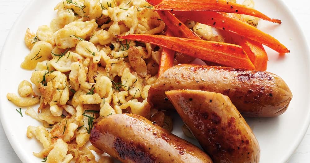 Chicken Sausage with Spaetzle | Punchfork