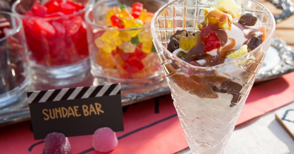 Movie Theater Candy Sundae Bar with Hot Fudge and Caramel Sauces ...