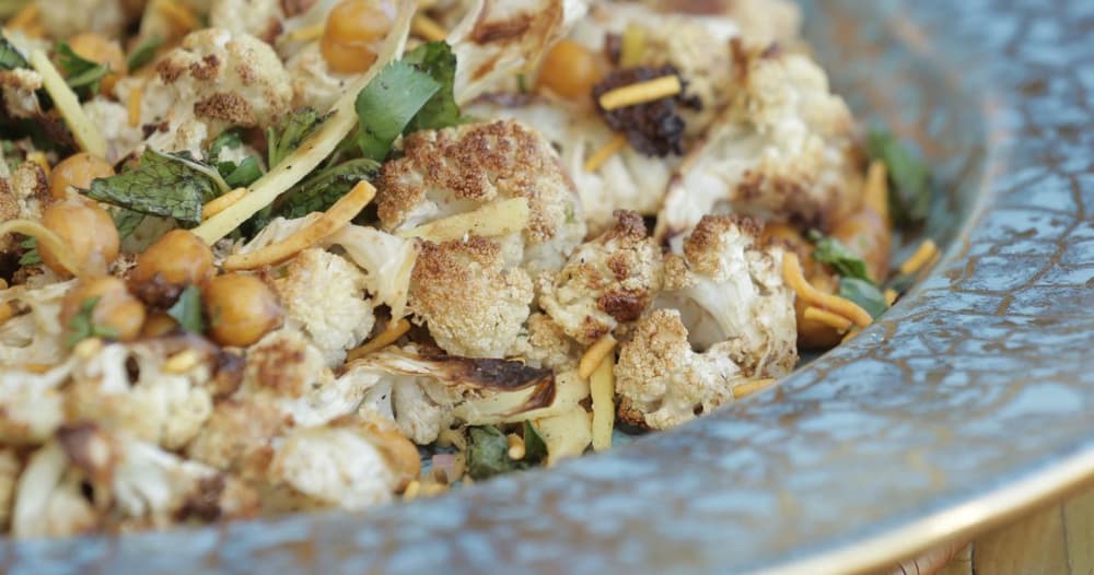 Cauliflower Chaat Salad with Tamarind Date Chocolate Chutney | Punchfork