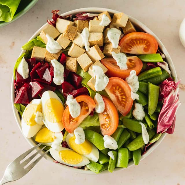 Composed Salad with Pickled Beets & Smoked Tofu | Punchfork