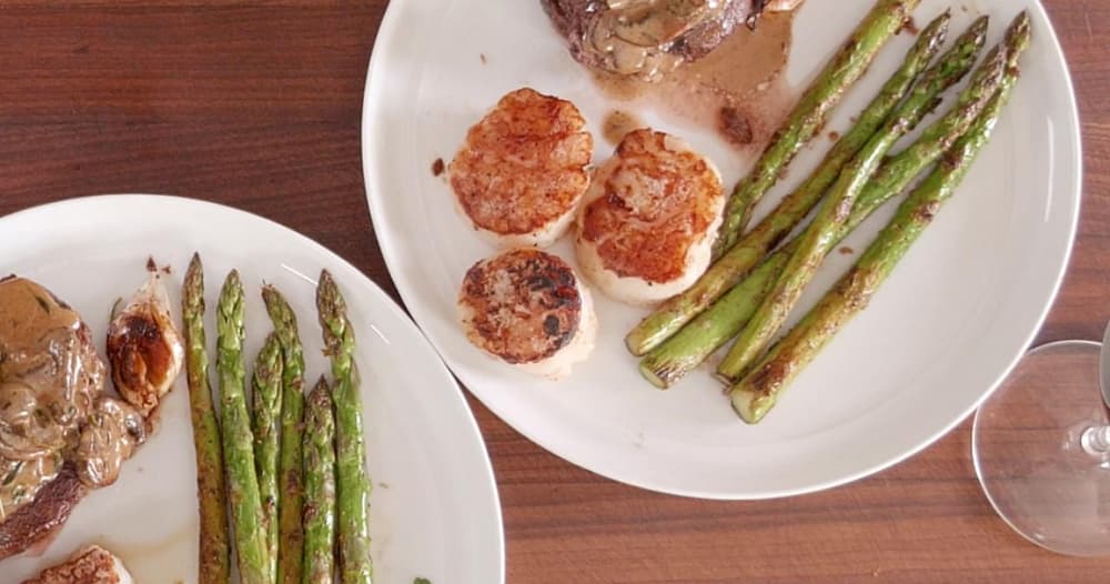 Scallops and Filet Mignon in Mushroom Cream Sauce | Punchfork