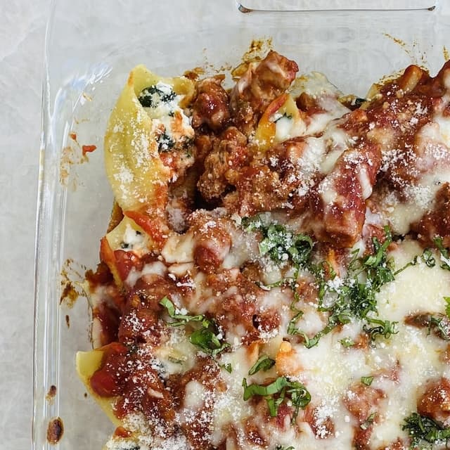 Triple Cheese Stuffed Pasta Shells with Italian Sausage | Punchfork