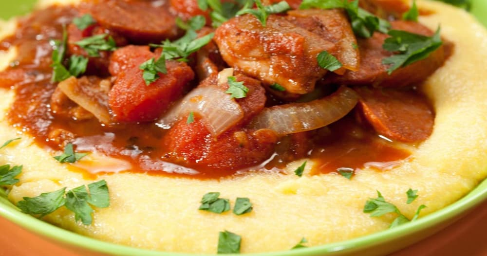 Spanish Chicken Stew with Manchego Polenta | Punchfork