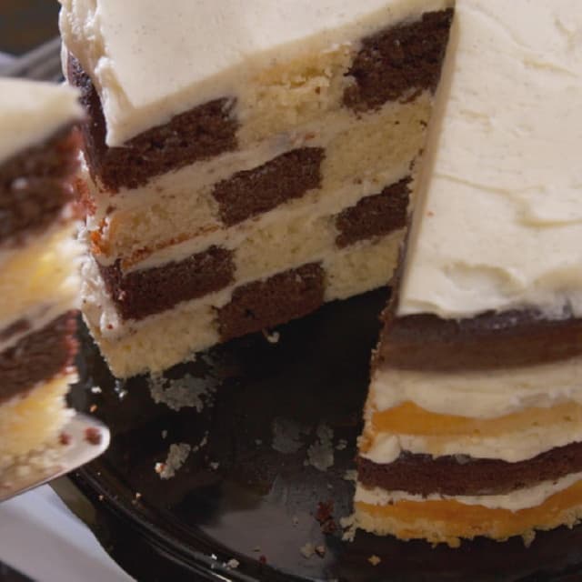Chocolate and Vanilla Checkered Flag Cake | Punchfork