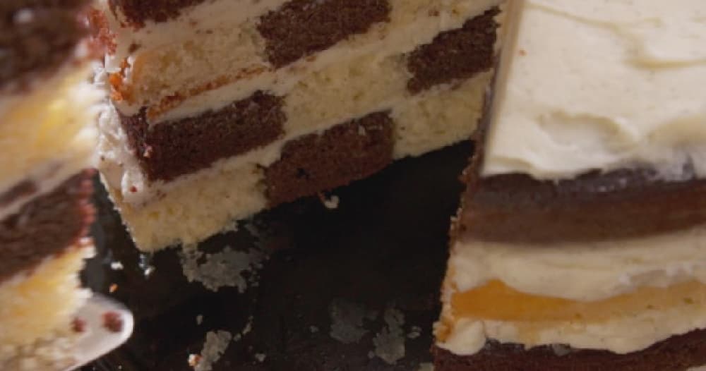 Chocolate and Vanilla Checkered Flag Cake | Punchfork
