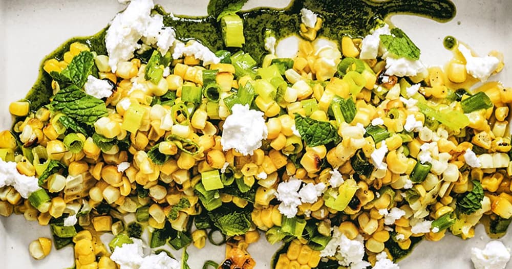Corn and Scallion Salad with Cilantro-Mint Dressing | Punchfork