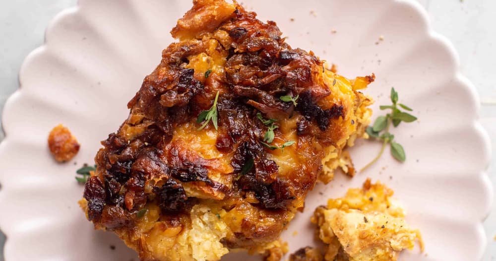 Overnight French Onion Croissant Bake | Punchfork