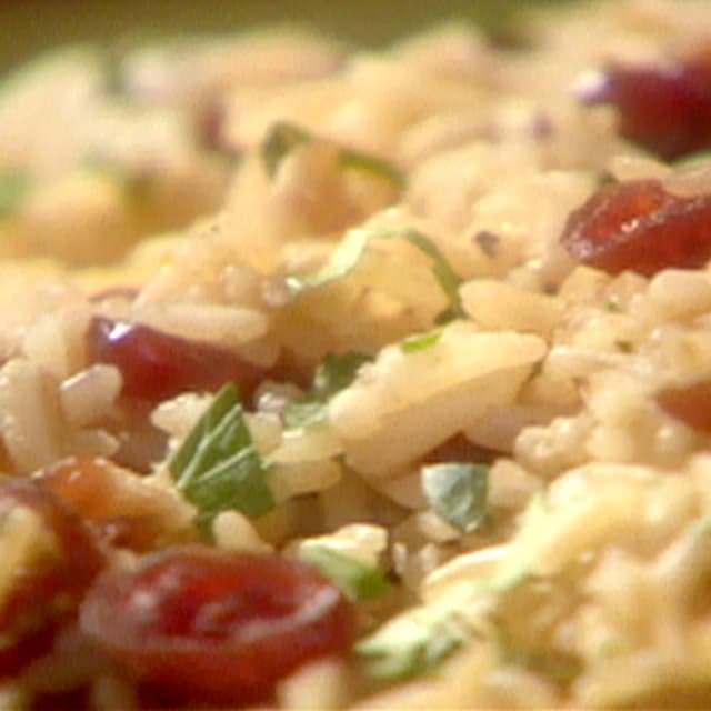 Seared Steaks with Bourbon-Thyme Pan Sauce, Rice Pilaf with Cranberries ...