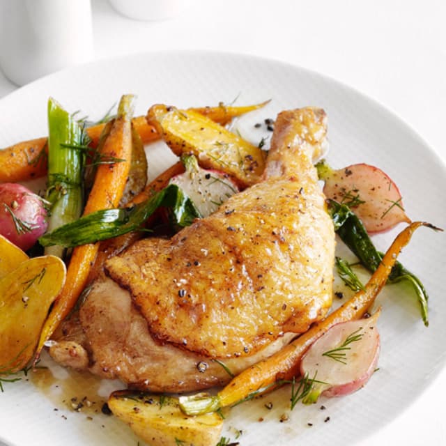 Roast Chicken with Spring Vegetables | Punchfork