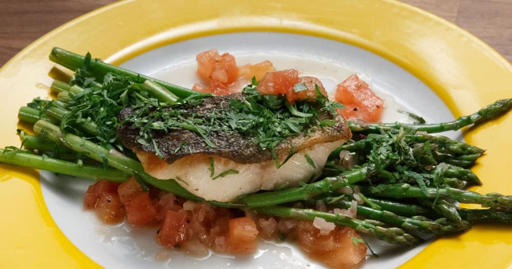 Sea Bass with Asparagus | Punchfork