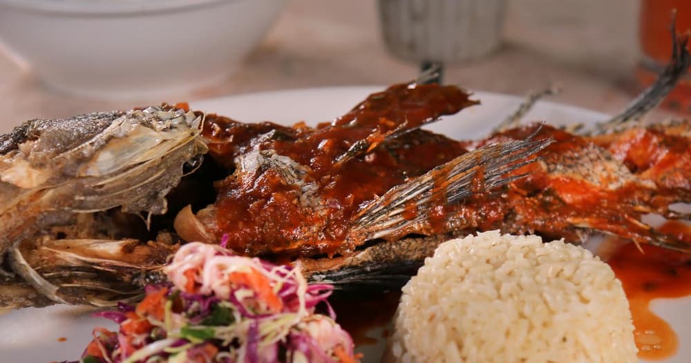 Fried Whole Fish, Chipotle Sauce, Rice, and Mexican Slaw | Punchfork