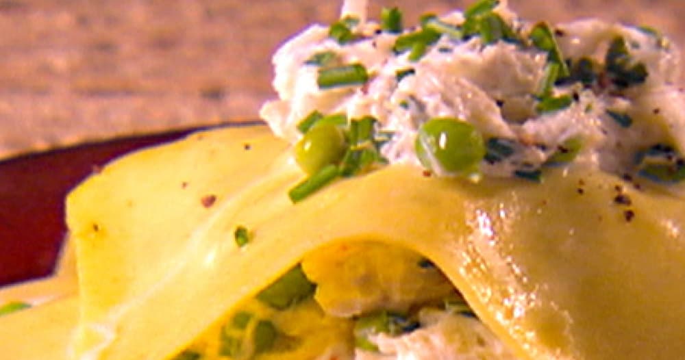 Crab Salad Napoleons with Fresh Pasta | Punchfork