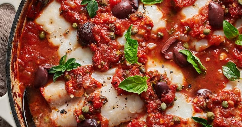 Baked Cod Puttanesca | Punchfork