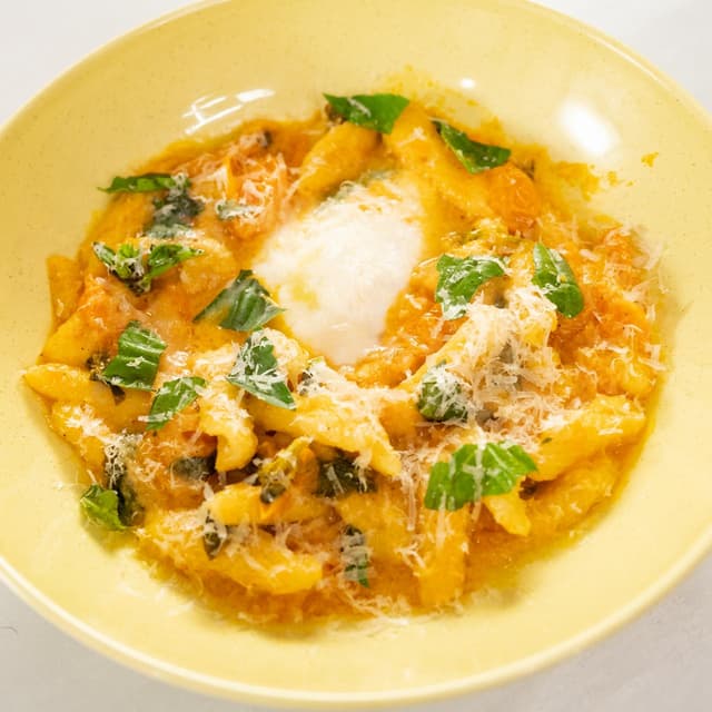 Capunti Pasta with Golden Cherry Tomato Sauce | Punchfork