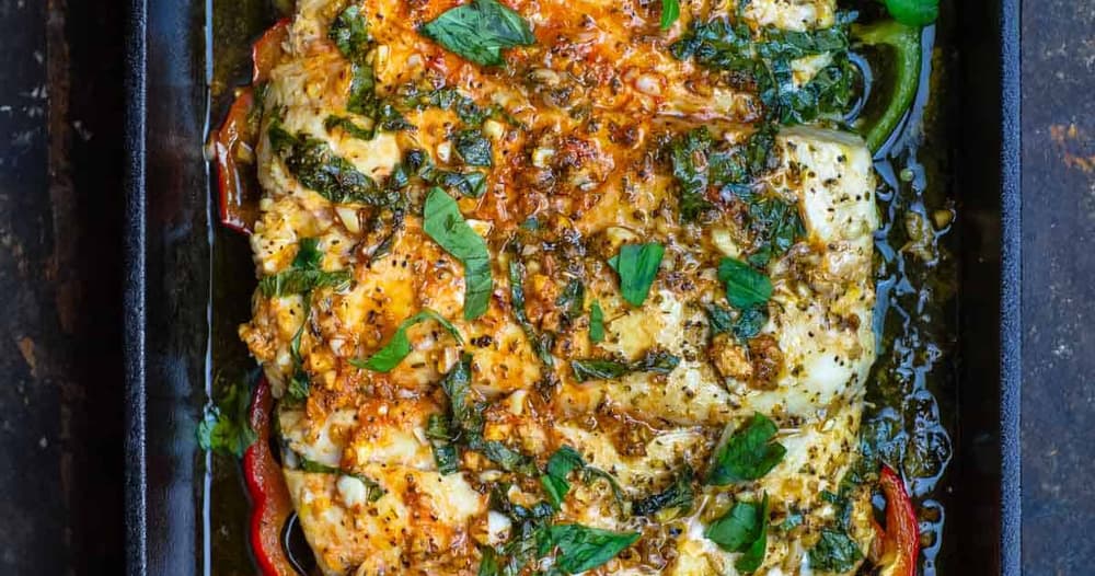 Easy Baked Fish with Garlic and Basil | Punchfork
