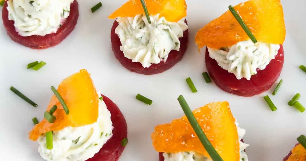 Beet and Goat Cheese Appetizer Bites | Punchfork