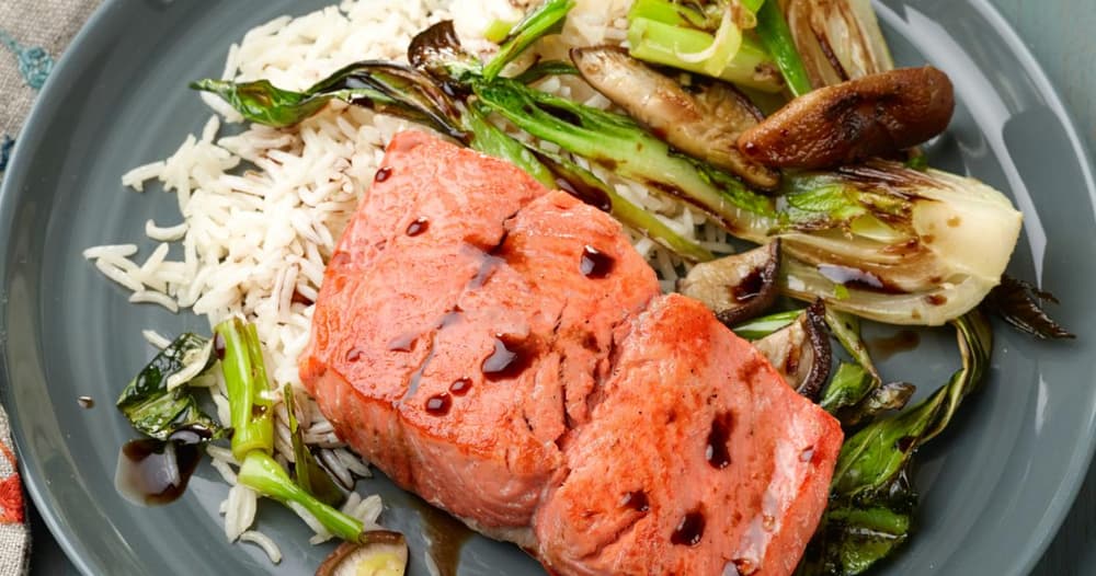 30-Minute Pan-Seared Salmon with Baby Bok Choy and Shiitake Mushrooms | Punchfork