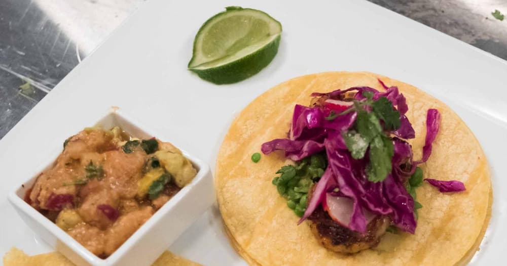 Blackened Shrimp Street Taco with Red Snapper Ceviche | Punchfork