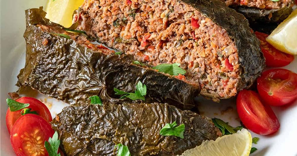 Greek Meatloaf Wrapped in Grape Leaves | Punchfork