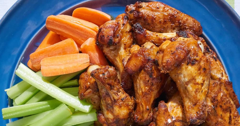 Grilled Buffalo BBQ Wings with Blue Cheese Yogurt Dip | Punchfork