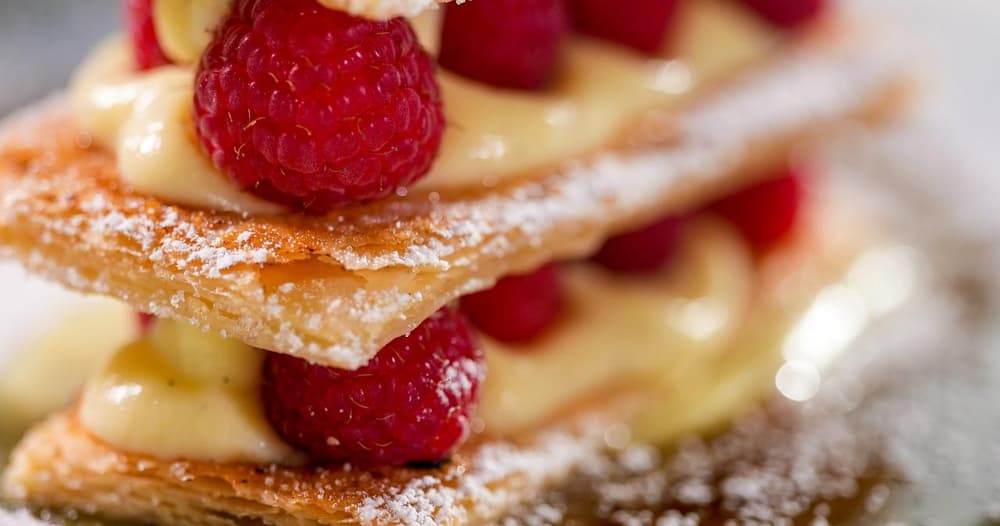 Mille-Feuille with Vanilla Pastry Cream and Bourbon Sauce | Punchfork