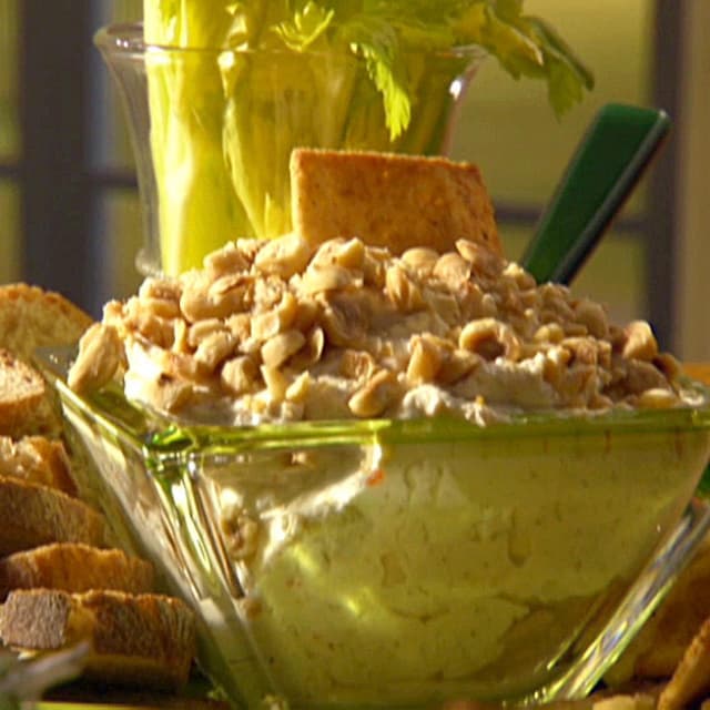 Olive and Garlic Soft Cheese Spread with Whole-Grain Baguette | Punchfork