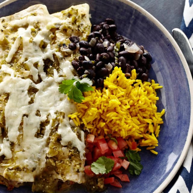 Chicken Enchiladas with Roasted Tomatillo Chile Salsa | Punchfork