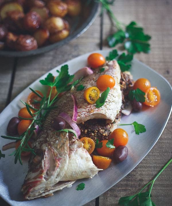 Greek Stuffed Whole Red Snapper | Punchfork