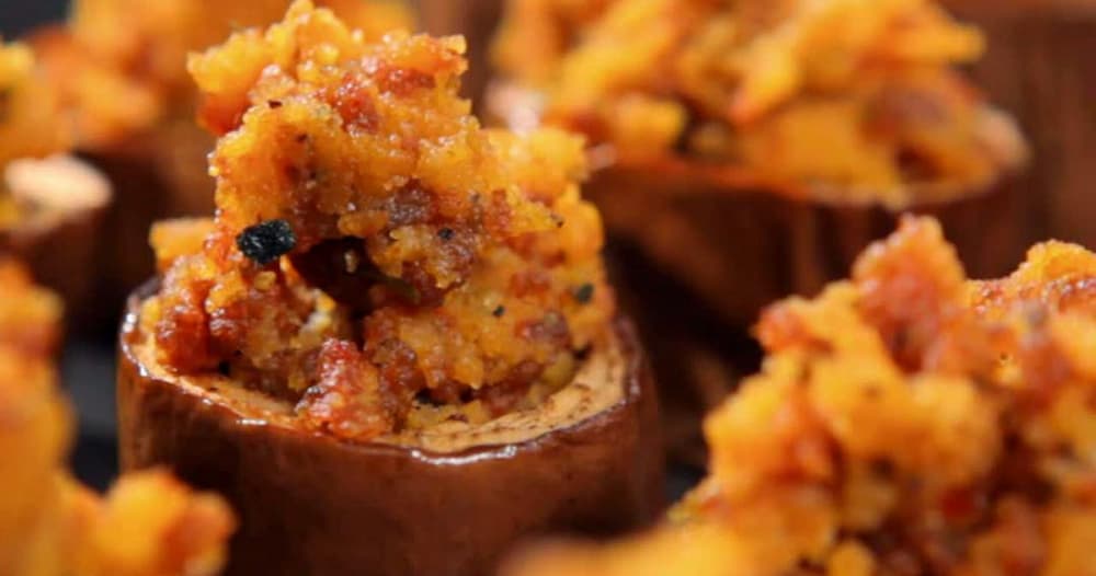 Eggplant Cups with Cornbread Stuffing | Punchfork