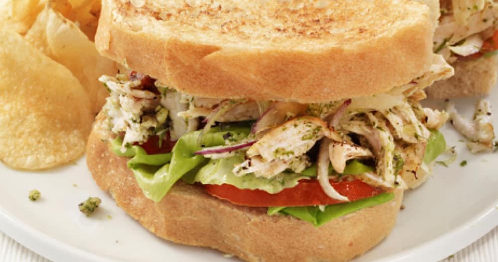 Chicken Salad Sandwiches with Walnut-Dill Pesto | Punchfork
