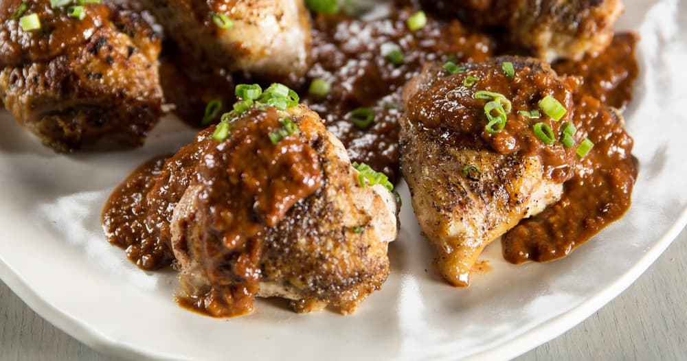 Roasted Cider-Glazed Chicken with Apple and Red Chile Mole | Punchfork