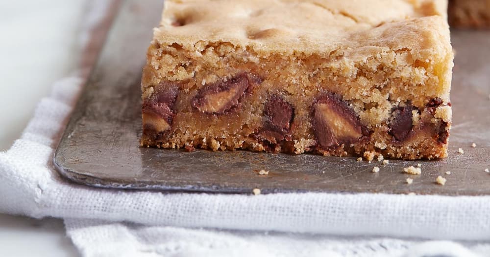 "Blondie" Bars with Peanut Butter Filled DelightFulls | Punchfork