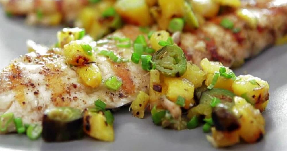 Grilled Pink Snapper with Caramelized Pineapple-Green Onion Butter and ...
