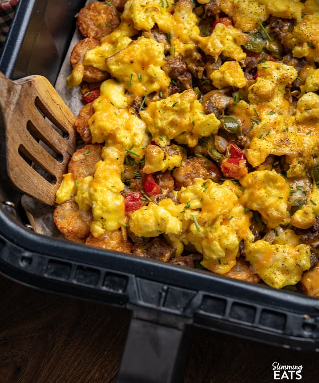 Air Fryer Breakfast Loaded Tater Tots (Totchos) | Punchfork