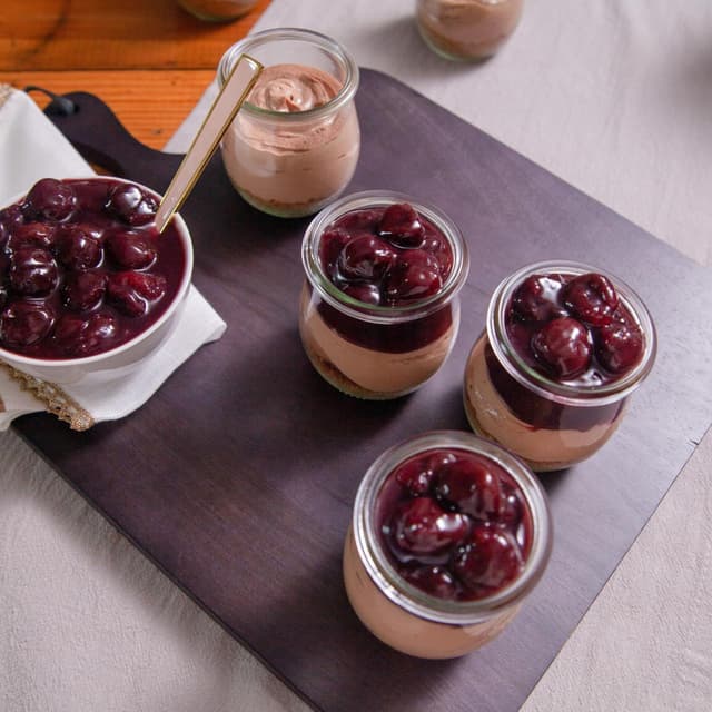 Individual No-Bake Chocolate-Cherry Cheesecakes with Biscoff Crust | Punchfork