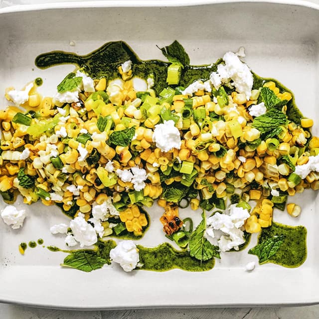 Corn and Scallion Salad with Cilantro-Mint Dressing | Punchfork