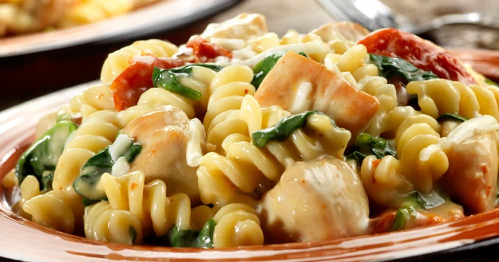 Chicken Fusilli with Spinach and Asiago Cheese | Punchfork