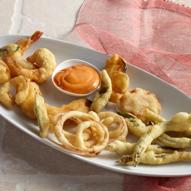Vegetable and Shrimp Frito Misto with Harissa Mayonnaise | Punchfork