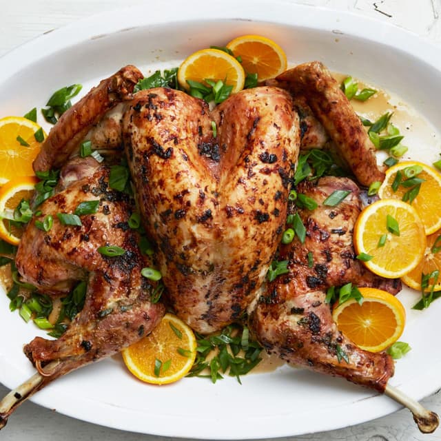 Butterflied Tea and Orange Brined Roasted Turkey with Sesame-Ginger ...