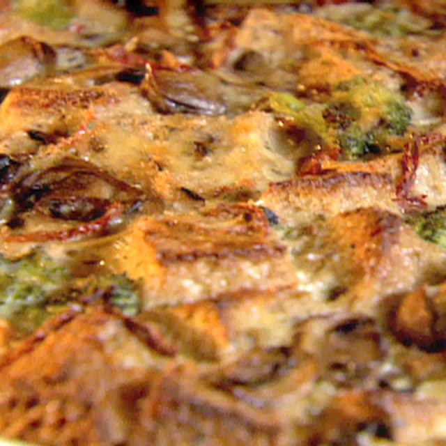 Broccoli, Mushroom, and Cheese Breakfast Strata | Punchfork