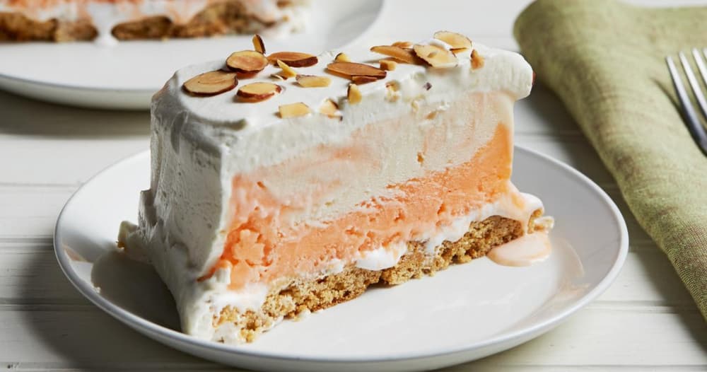 Orange Sherbet Ice Cream Cake with Sugar Cookies and Lemon Whipped ...