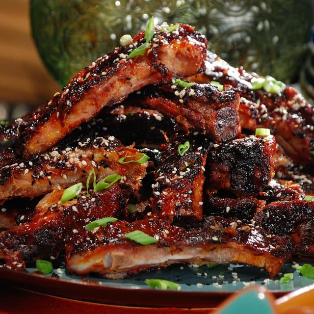 Asian Spice Rubbed Ribs with Pineapple-Ginger BBQ Sauce and Black and ...